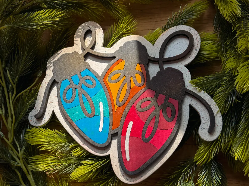 Laser Cut Colorful Christmas Light Bulb Ornament Decoration | Free ...