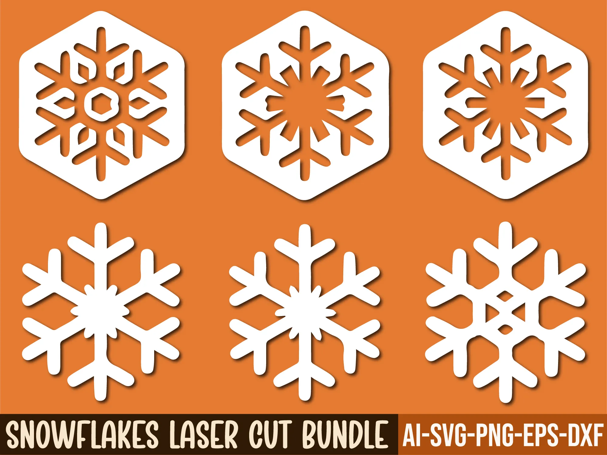 Laser cut and engrave | Snowflakes Laser Cut Bundle with Six White ...