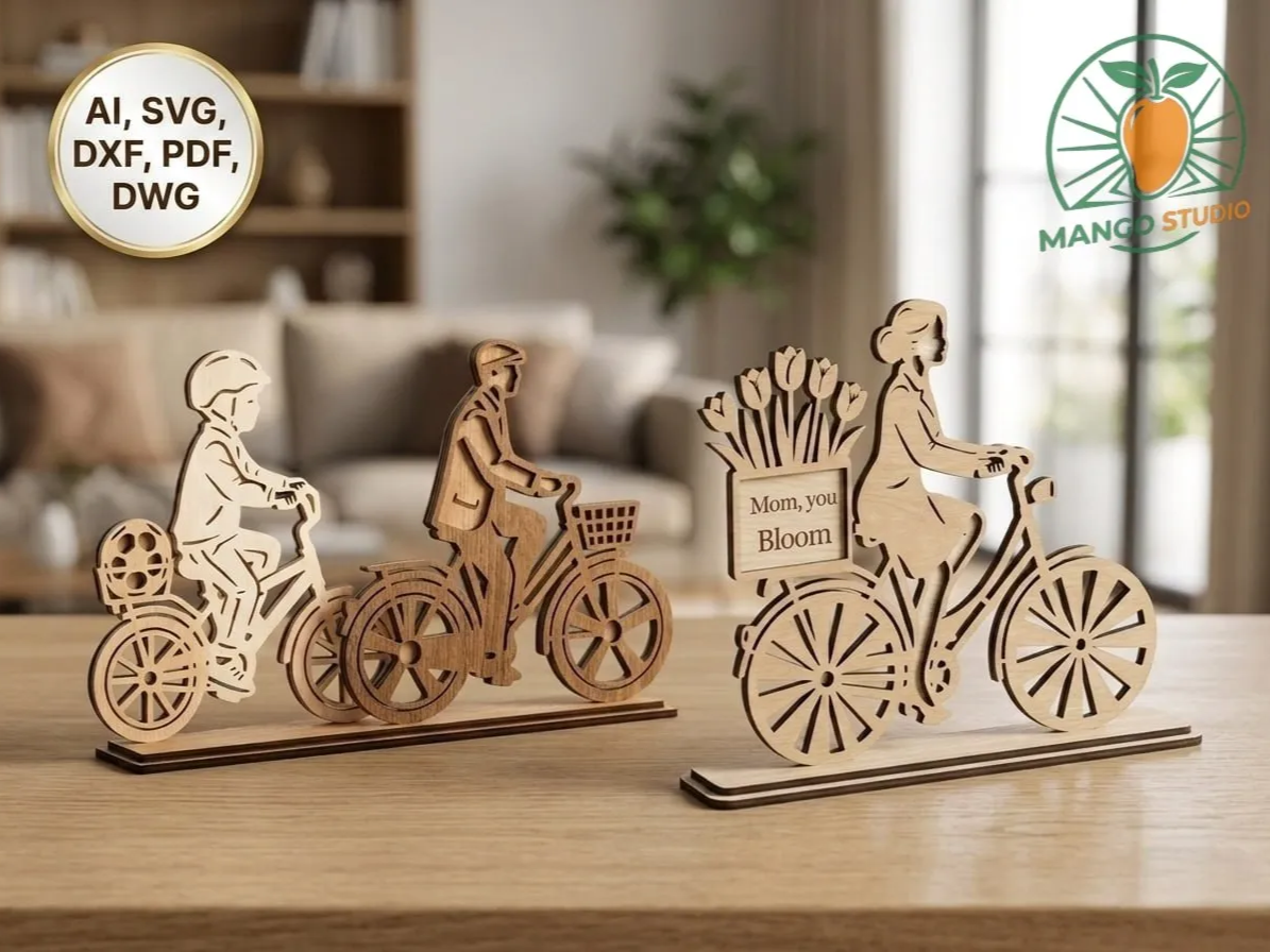 Family Bike Trip - 2 Designs Laser Cut | Ready to Use Files - Atomm