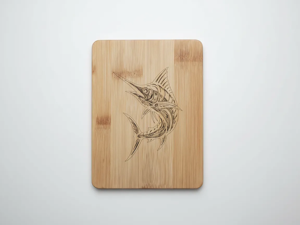 Laser Scored Bamboo Cutting Board with Marlin Fish Design | Free Files ...