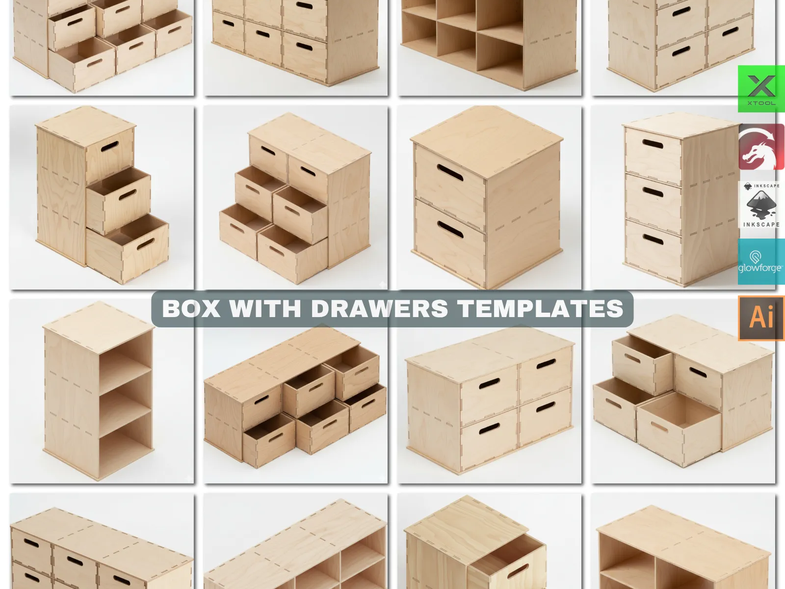 Laser Cut Modular Drawer Organizer SVG Bundle - Stackable Storage Box ...