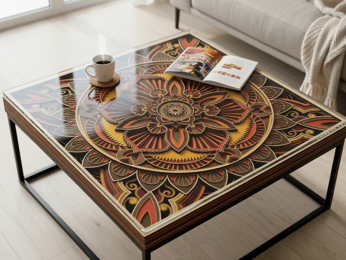Laser Cut Multilayer Coffee Table Design #3 – 9 Layered Geometric ...