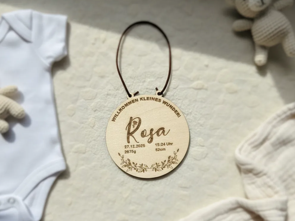Laser cut and engrave | Laser Cut Wooden Newborn Name Sign Rosa with ...