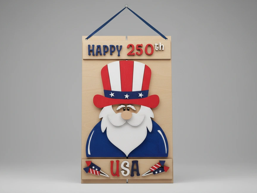 Happy 250th USA Uncle Sam Patriotic Wall Hanging | Free Files - Atomm