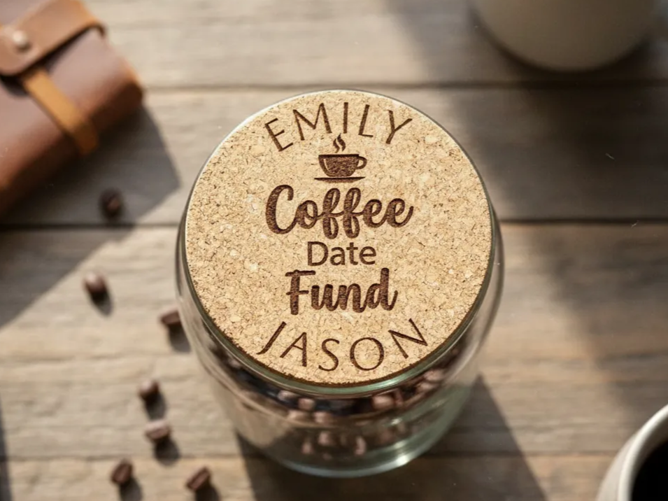 Personalized Cork Coffee Fund Jar Lid | Free Files - Atomm