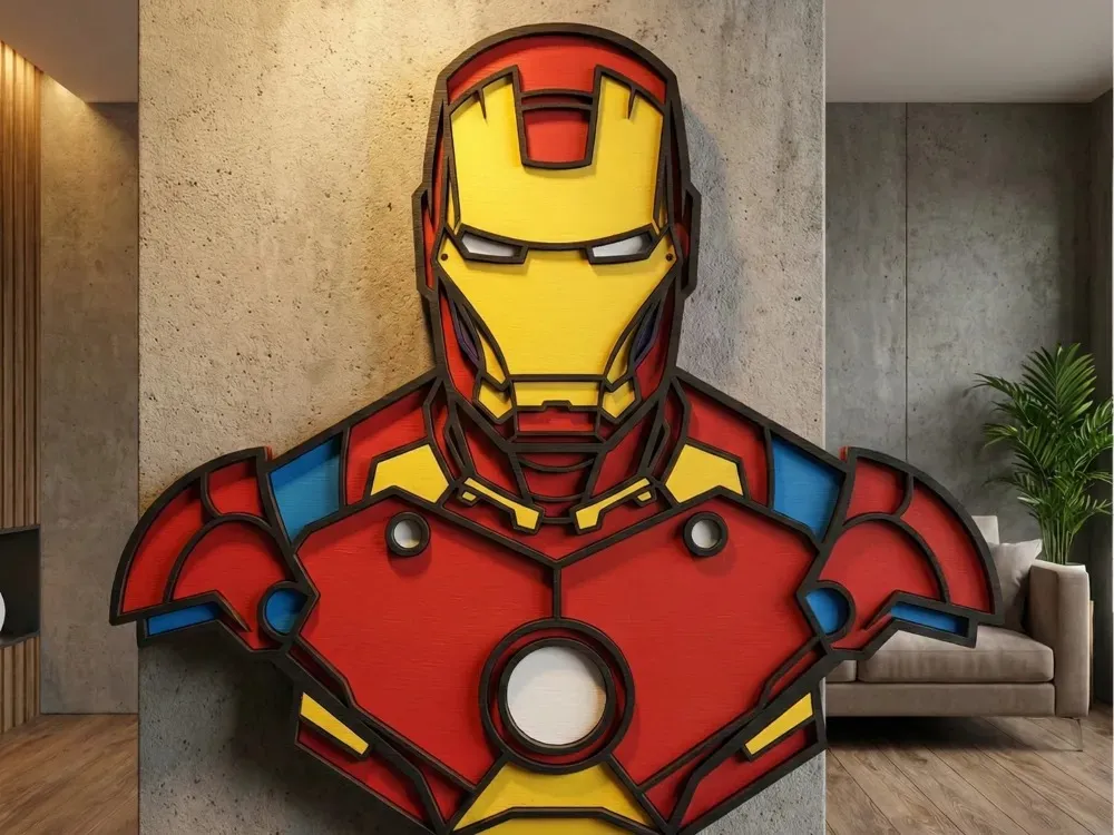 Laser Cut Iron Man Wall Art Decor in Red Yellow and Blue | Free Files ...