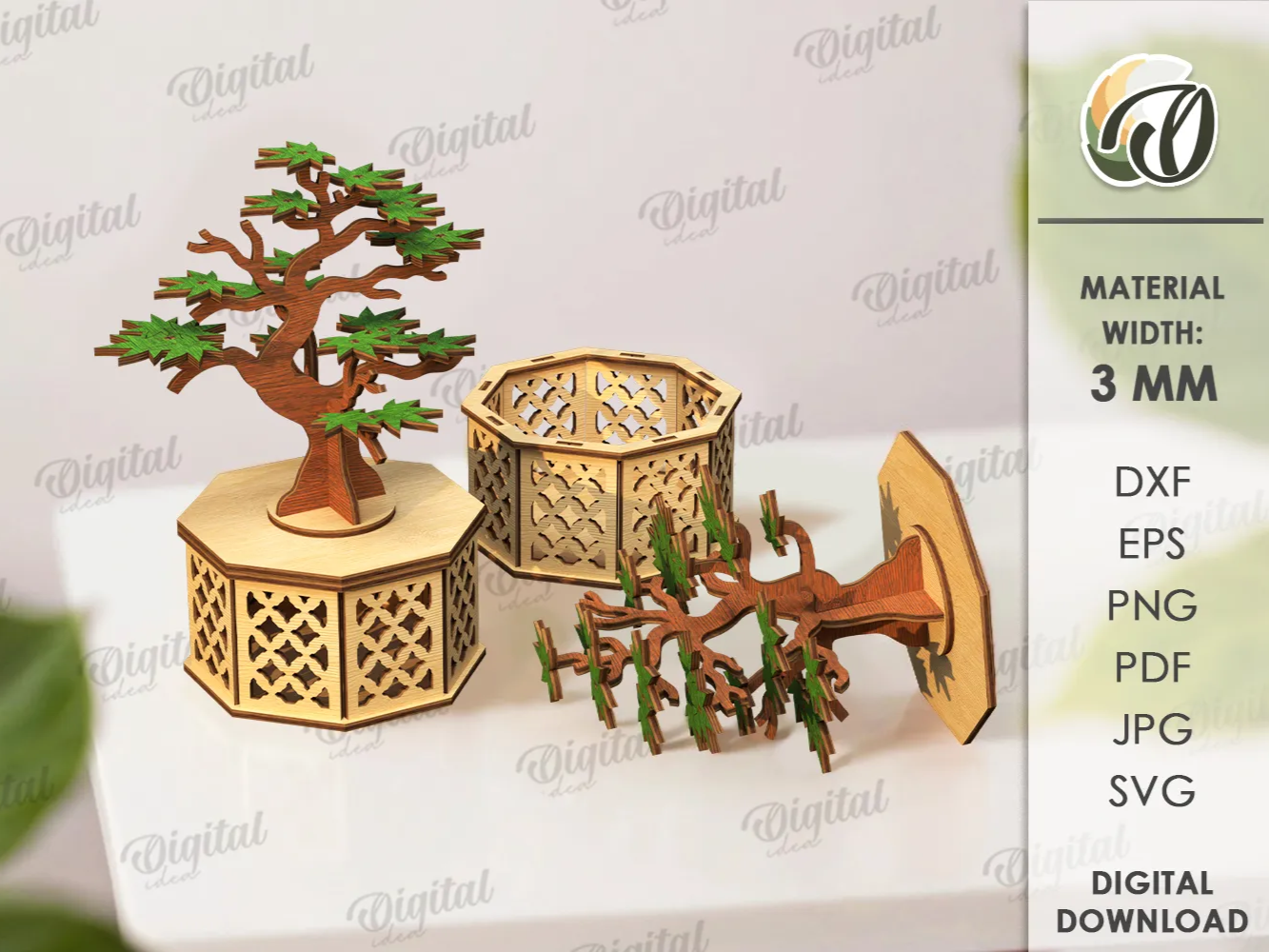 3D Decorative floral gift box. Organizer box laser cut files. Wooden ...