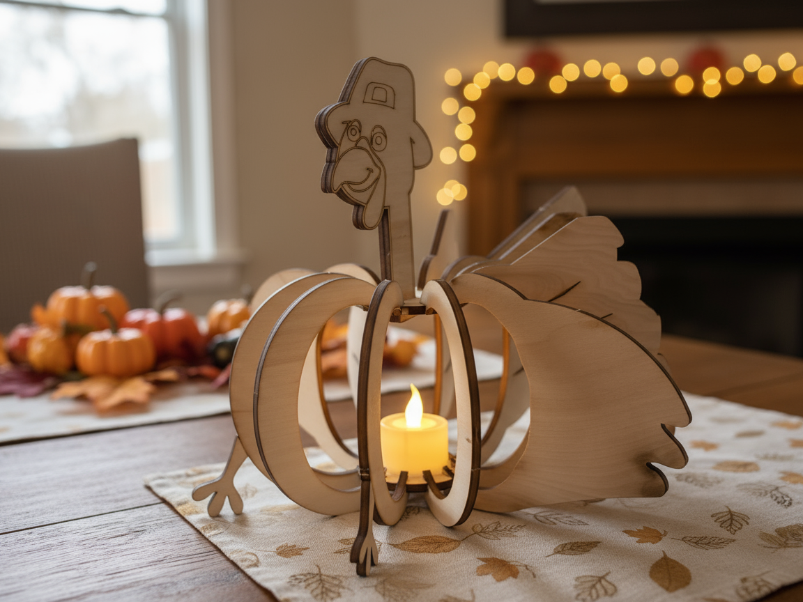 Laser cut and engrave | Laser Cut Wooden Turkey Candle Holder for ...