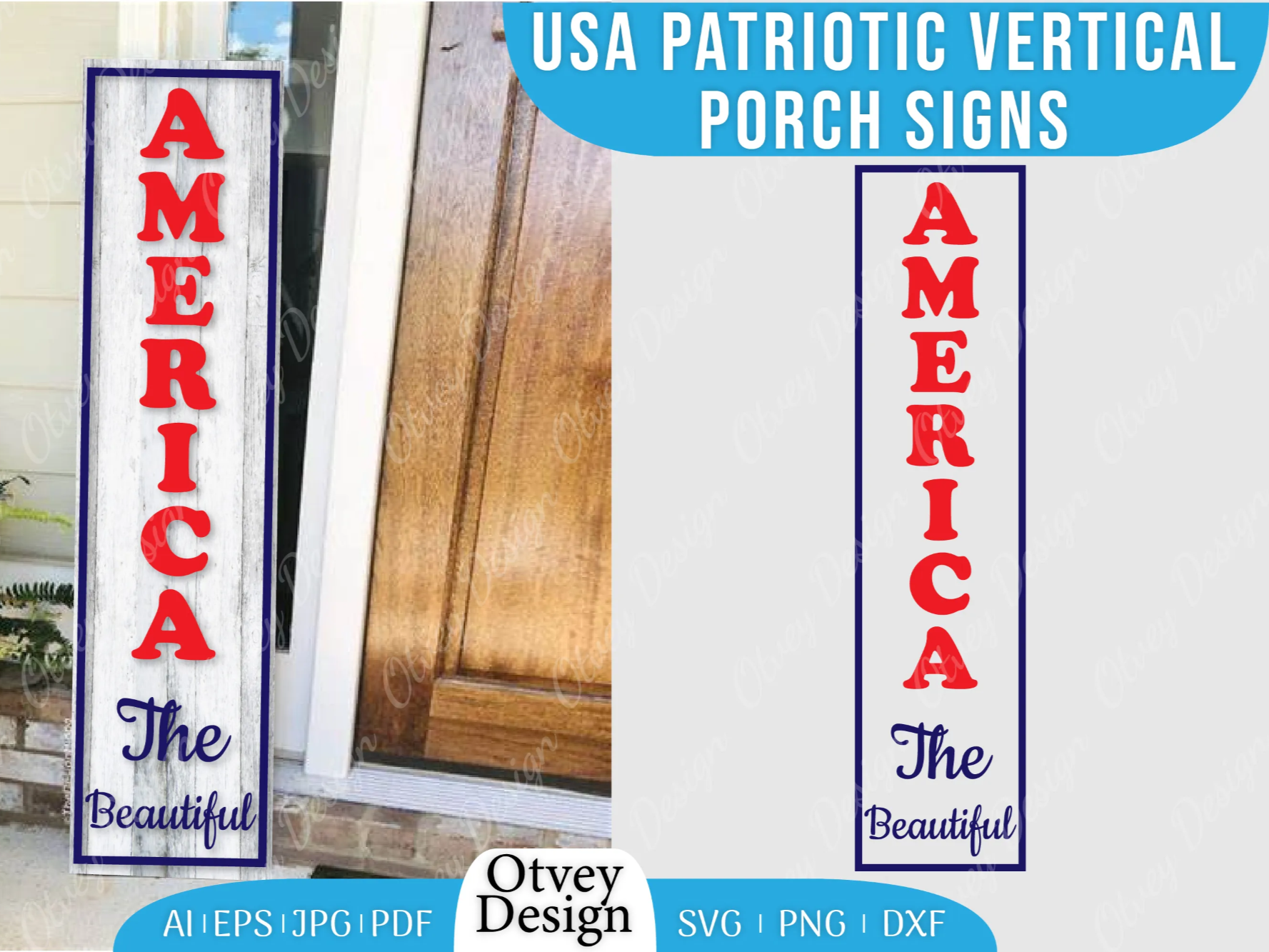 USA Patriotic Vertical Porch Signs | Ready to Use Files - Atomm