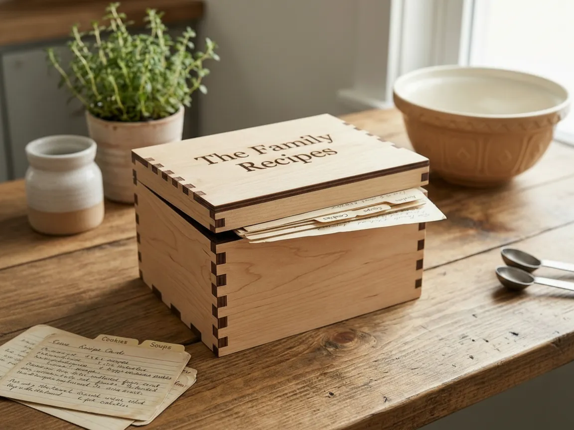 Laser Engraved Wooden Recipe Box The Family Recipes Storage | Free ...