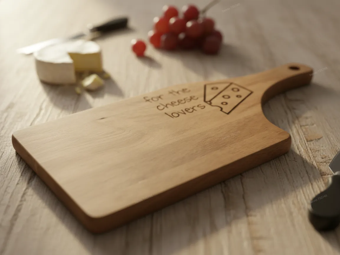 Laser Engraved Wooden Cheese Board For Cheese Lovers | Free Files - Atomm