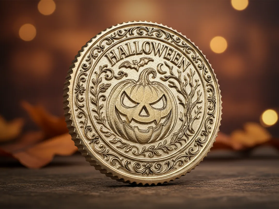 Emboss brass Halloween Pumpkin Coin | Free Files - Atomm
