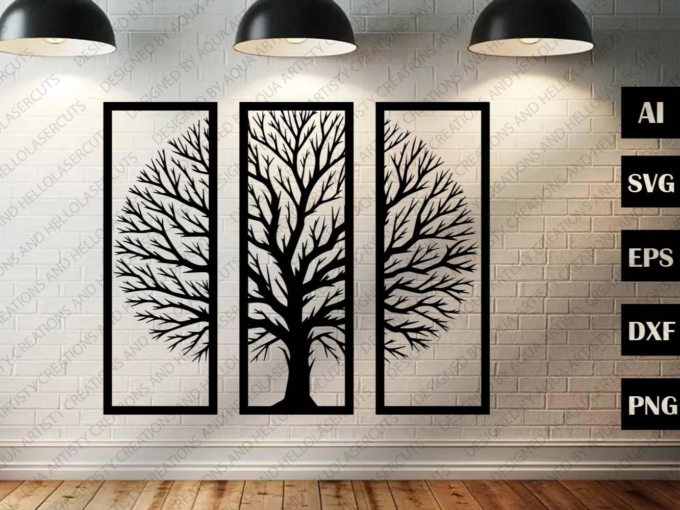 Laser Cut Tree Branch Wall Art Panels Set | Ready to Use Files - Atomm