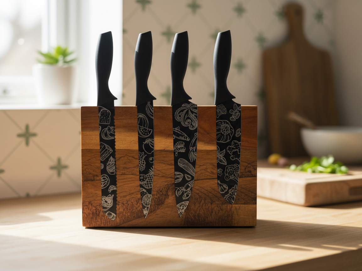 Laser Engraved Kitchen Knife Set | Free Files - Atomm