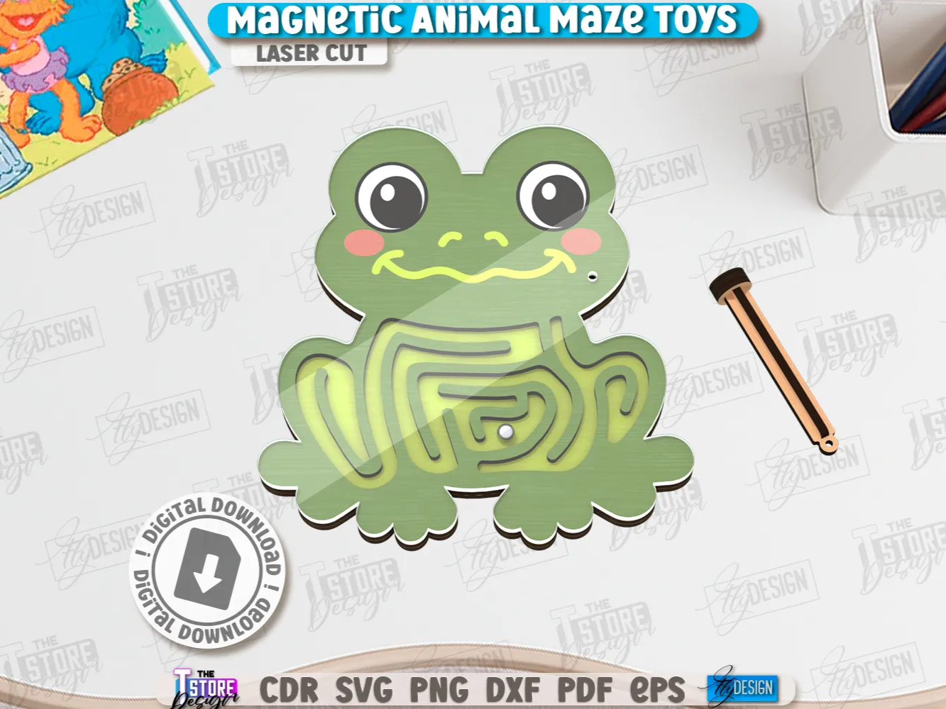 Frog Shaped Children's Marble Maze Puzzle Game Laser Cut. Magnetic ...