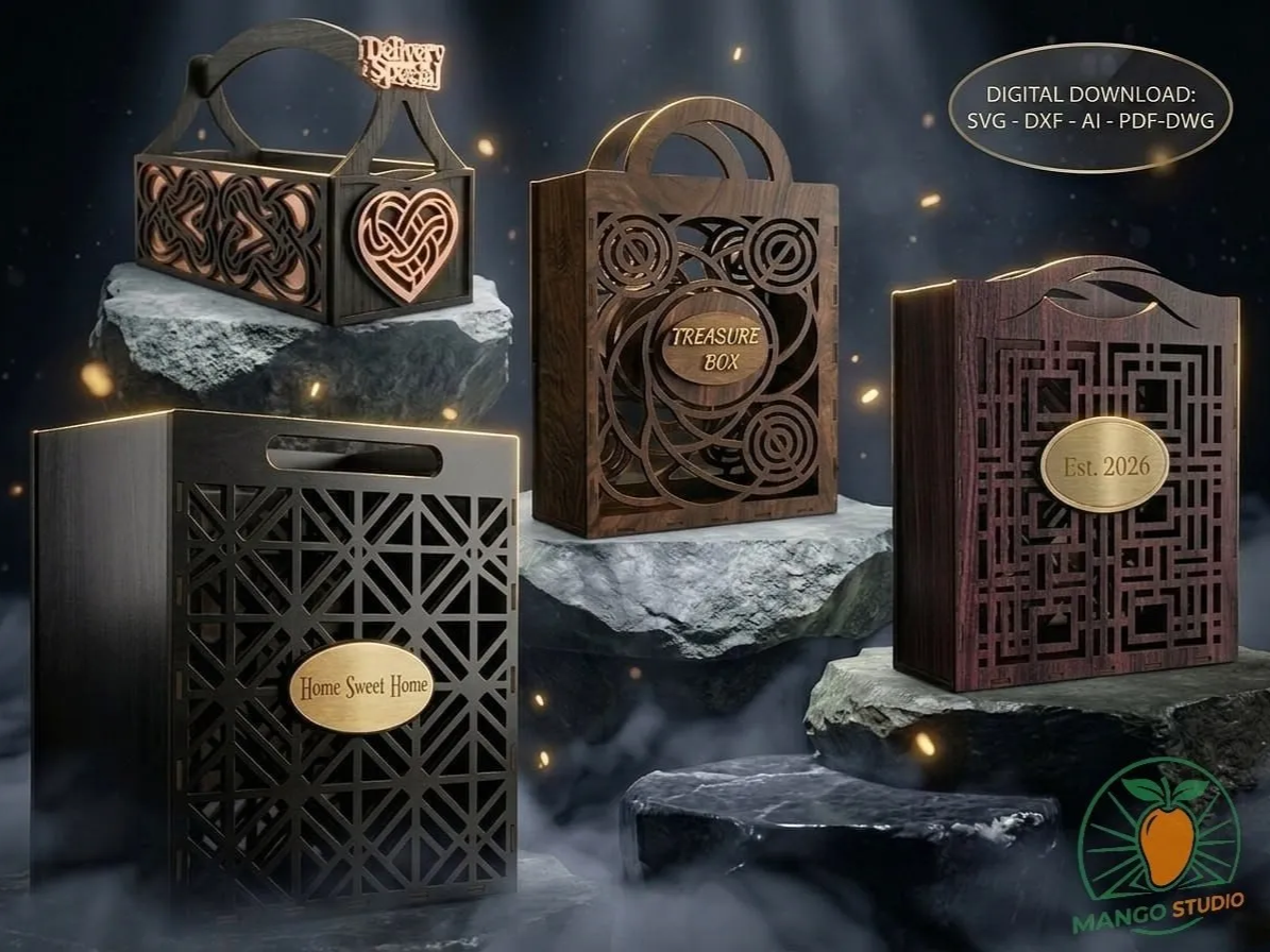 4 Premium Luxury Box Bundle 3mm SVG | Ready to Use Files - Atomm