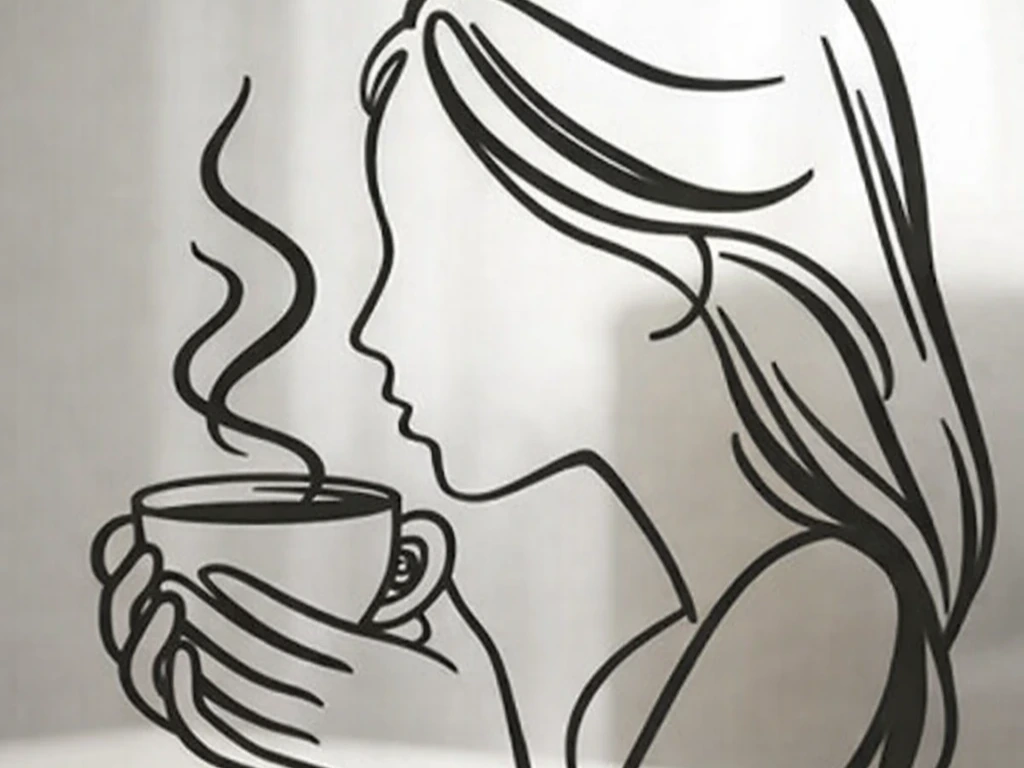 Laser engraving wall decor – woman with coffee cup | Free Files - Atomm