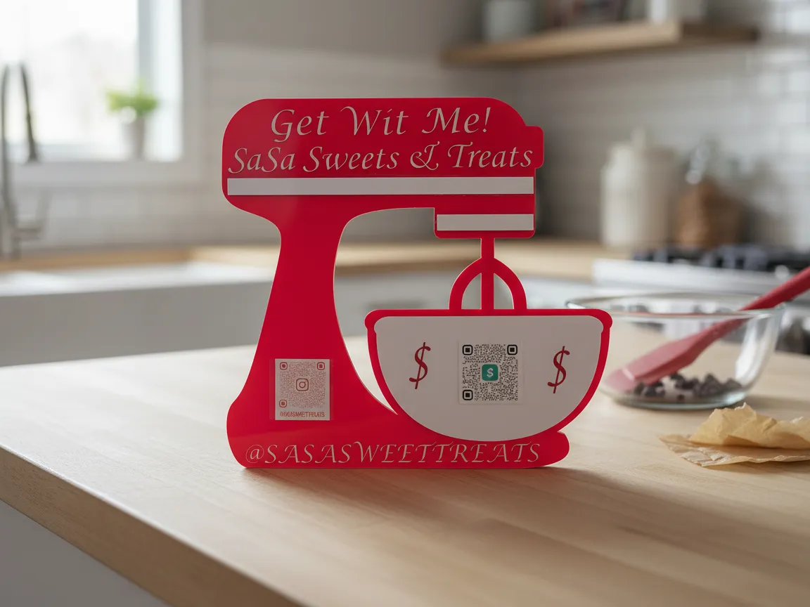 Stand Mixer Shaped QR Code Payment Sign for Bakery Business & T-Shirt ...