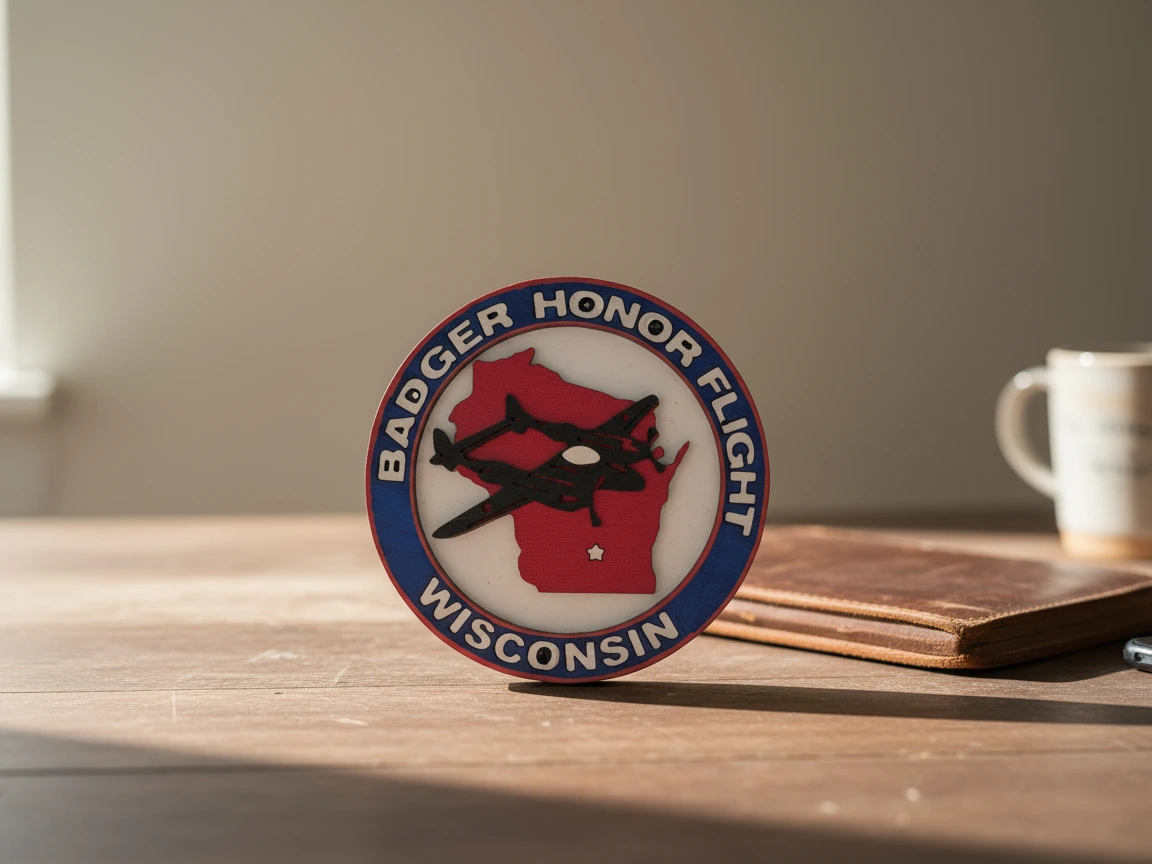 Military Laser Cut Badger Honor Flight Wisconsin Commemorative Badge to ...
