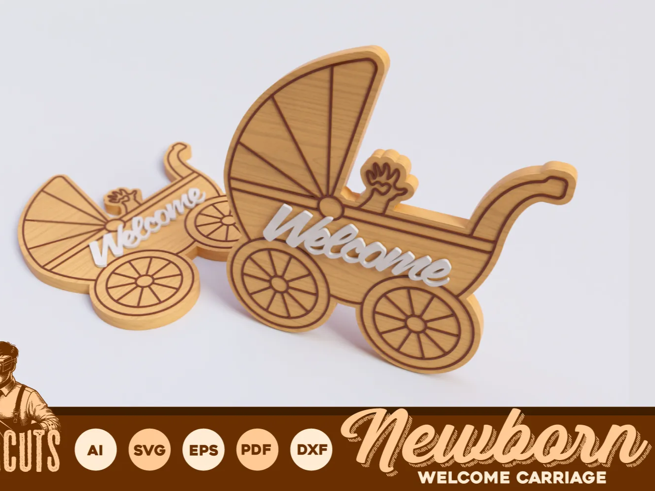 Laser Cut Wooden Newborn Welcome Carriage Decoration | Ready to Use ...
