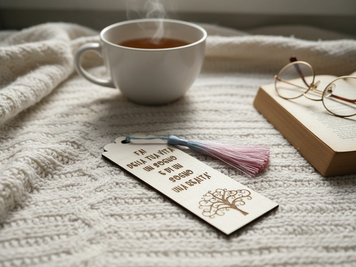 Segnalibro in legno con frase motivazionale e nappa colorata | Free ...