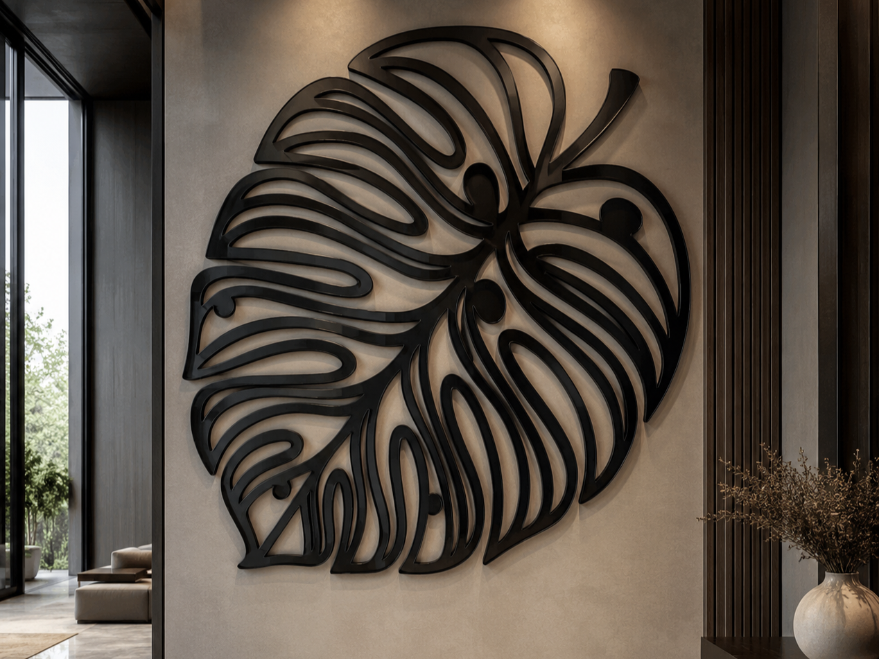 Black Monstera Leaf Wall Art Sculpture | Free Files - Atomm