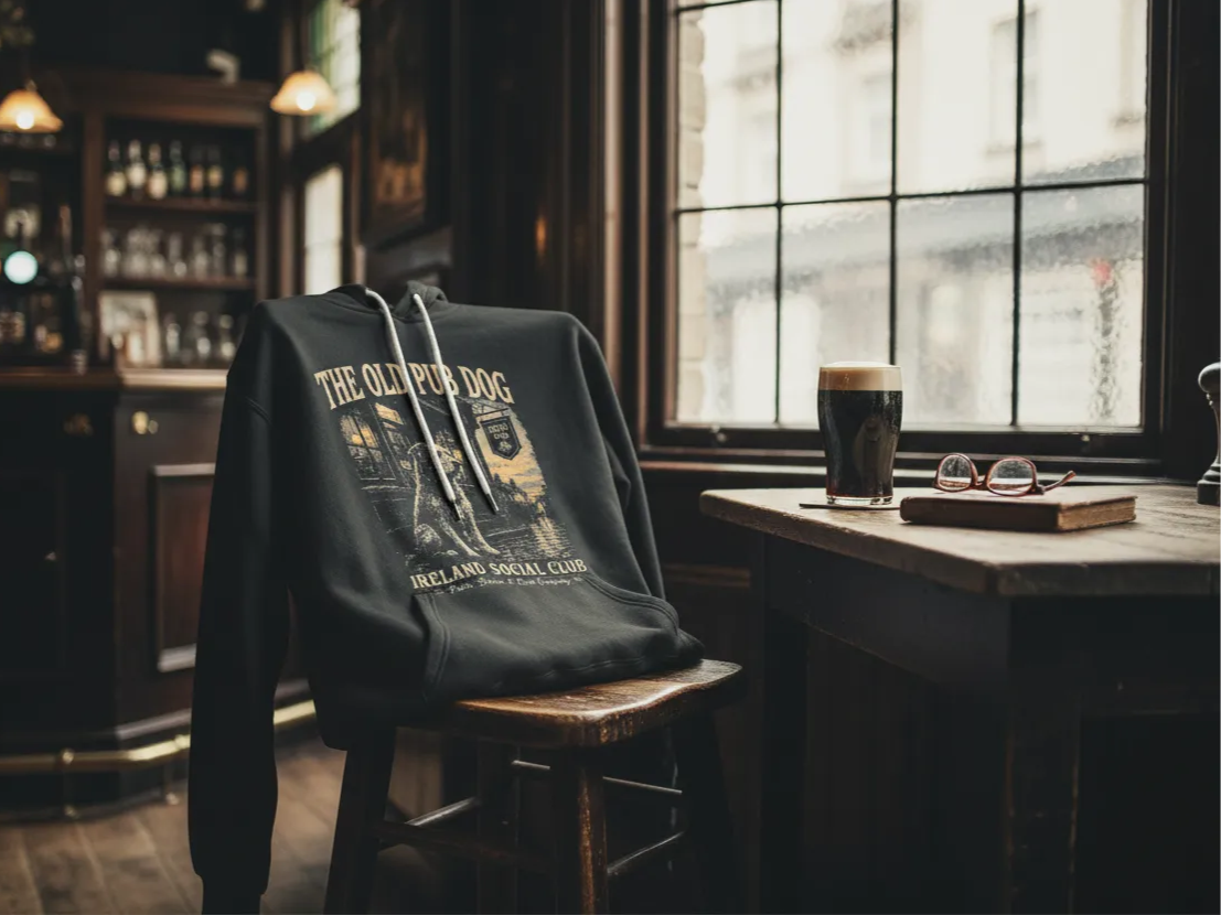 The Old Pub Dog: Ireland Social Club Halftone Hoodie | Free Files - Atomm