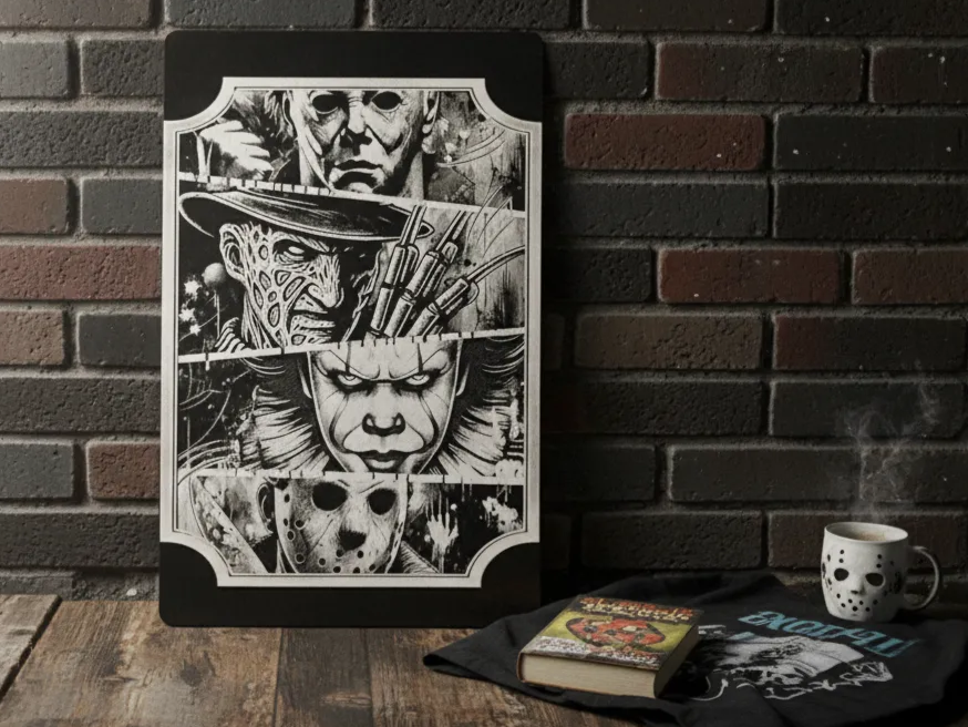 Horror Movie Villains Laser Engraved Wall Art Plaque | Free Files - Atomm