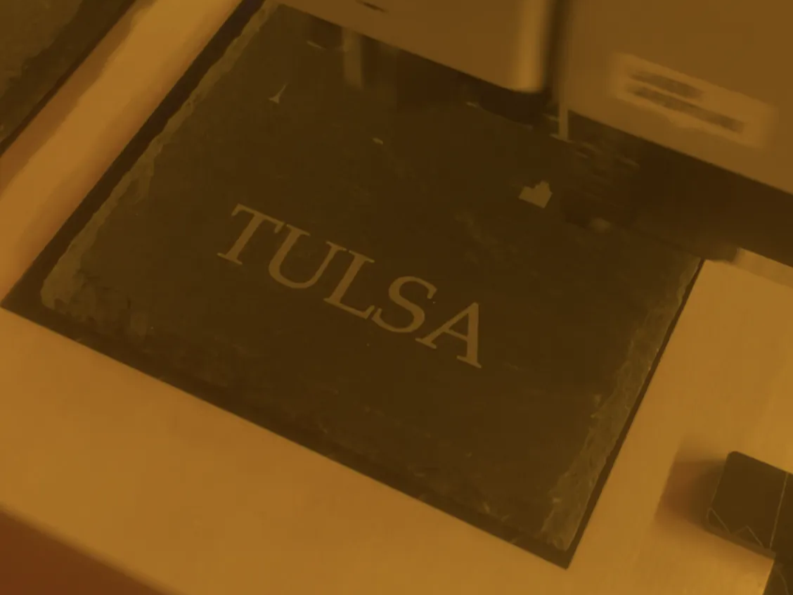 Laser Engraved Slate Tile with Tulsa Text | Free Files - Atomm