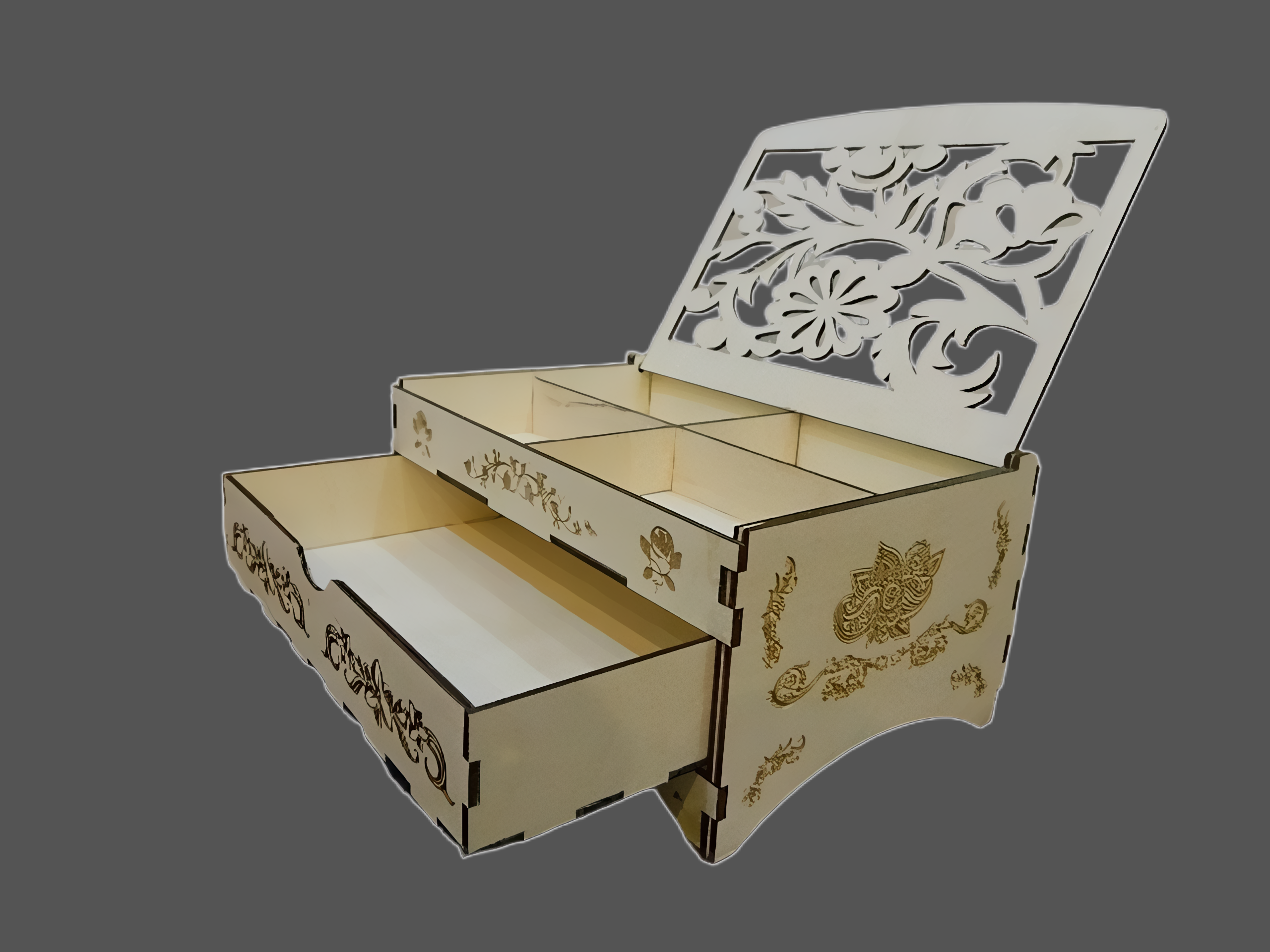 Laser Cut Decorative Wooden Jewelry Box With Drawer Free Vector | Free ...