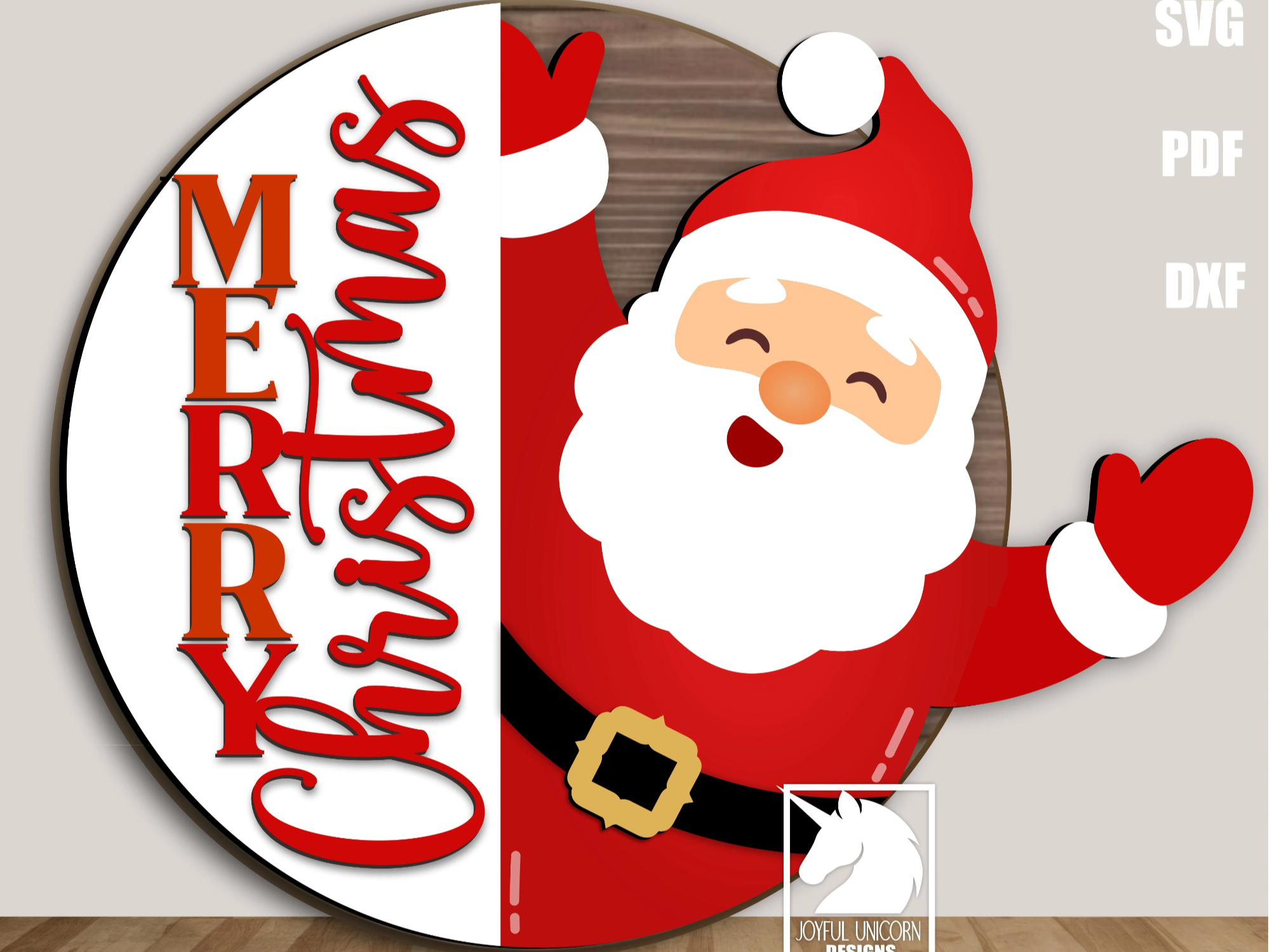 Merry Christmas Santa Round Sign SVG, Santa Claus Welcome Sign SVG ...