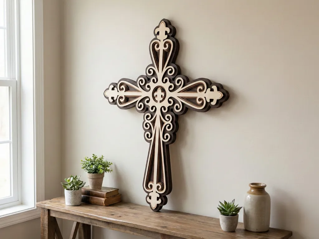 Laser Cut Multilayer Cross Wall Art – 5 Layered Cross Design | 3D Wall ...