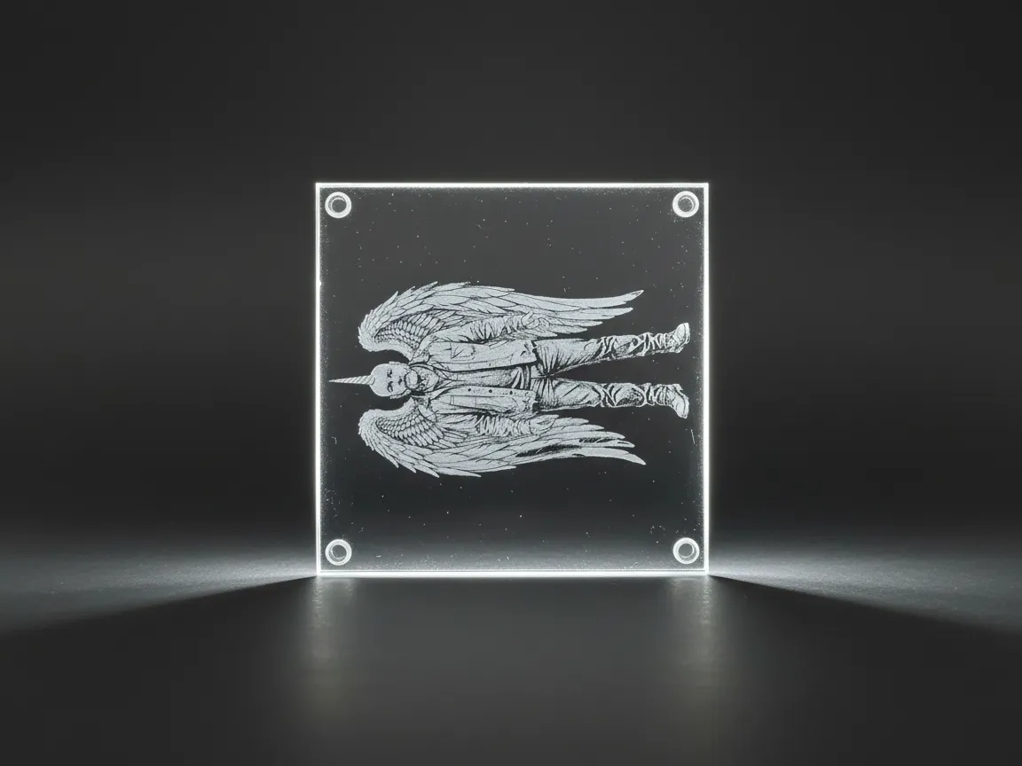 Glass Coaster Featuring a Winged Figure with a Horn | Free Files - Atomm