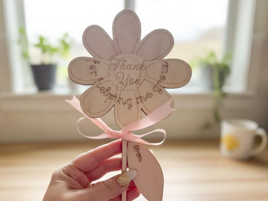 Thank You For Helping Me Grow Flower Gift Card Holder Keepsake | Ready ...