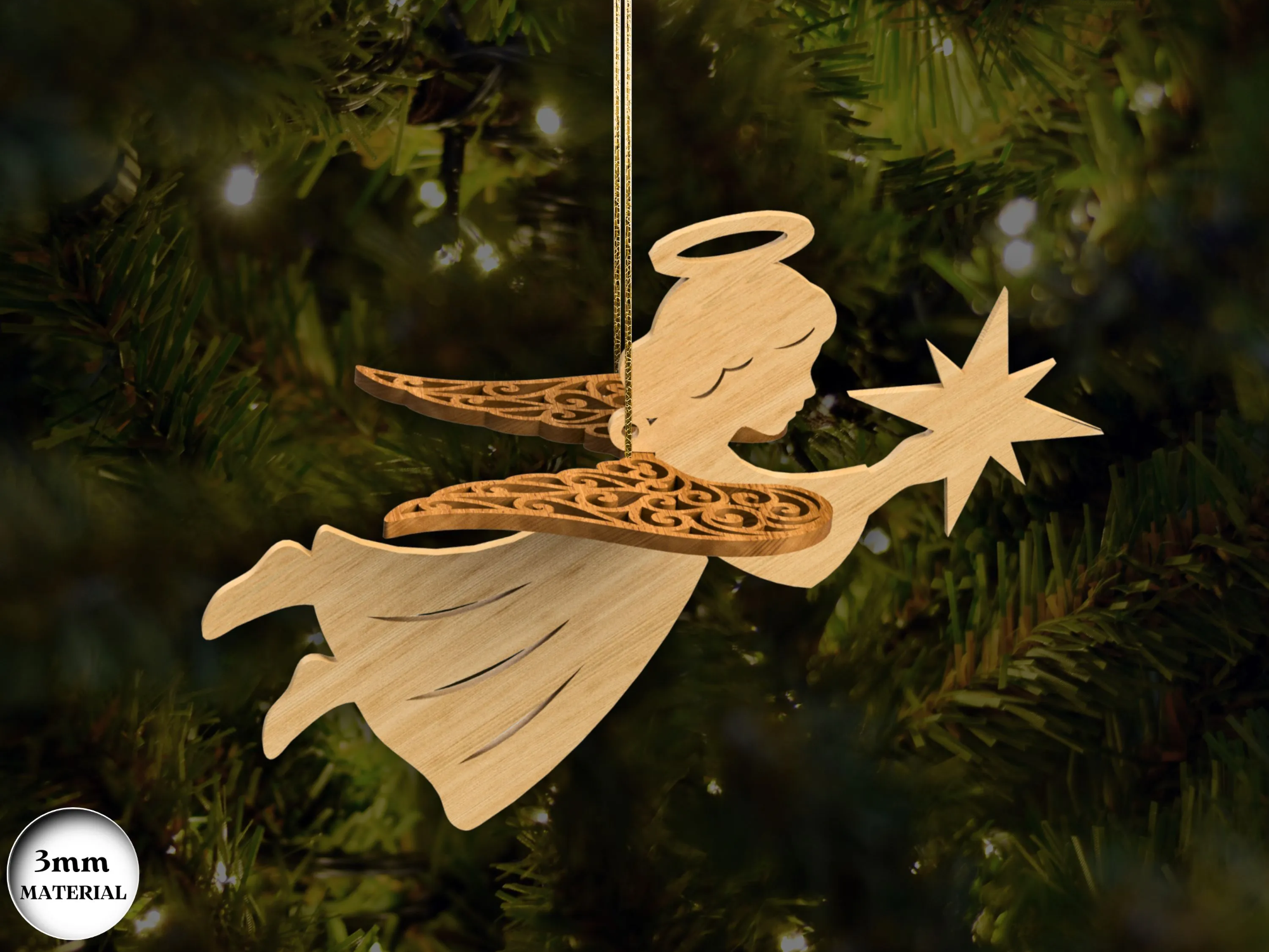 Laser cut and engrave | 3D Christmas Angel Ornament Laser Cut | Ready ...