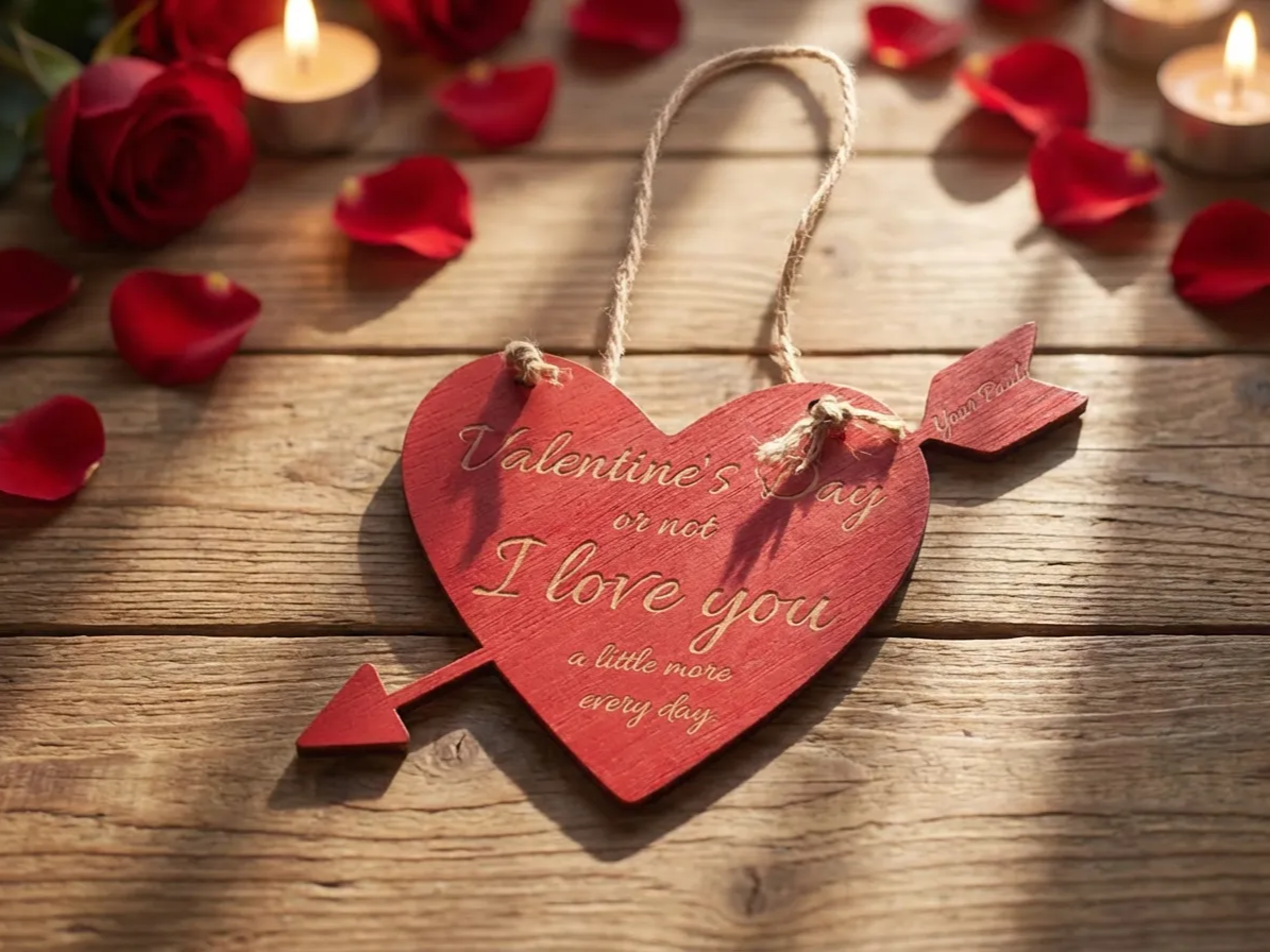 Lasergravierter Valentinstag Herzanhänger mit personalisierbaren ...