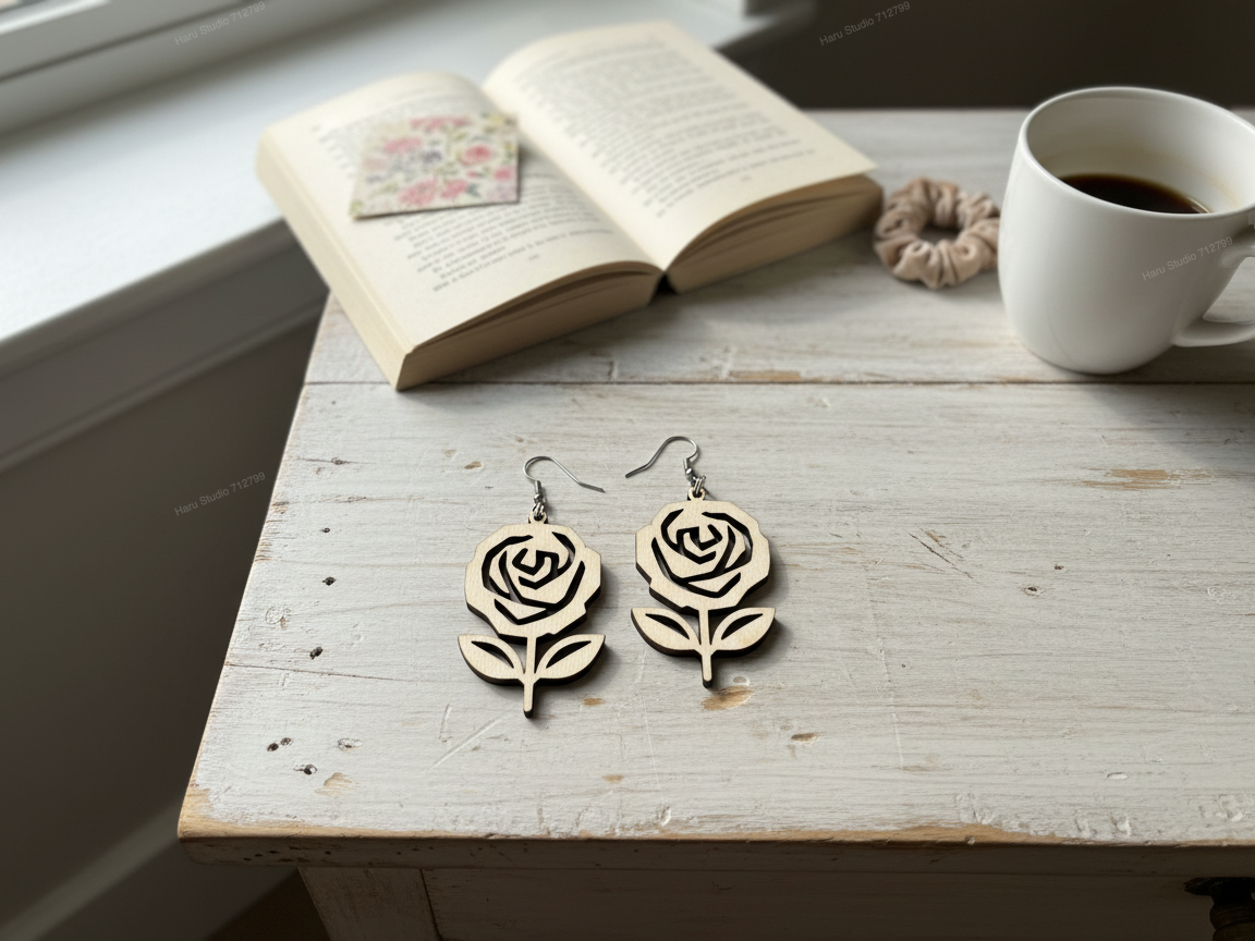 Rose Flower Dangle Earrings | Free Files - Atomm