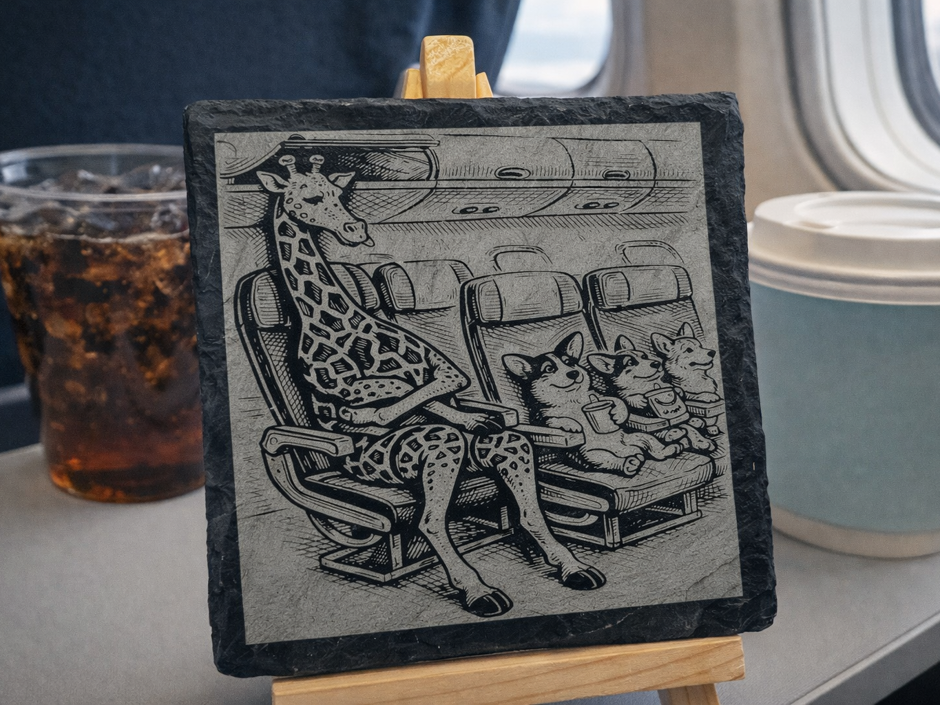 Slate Coaster - Tall Traveler” – Giraffe & Corgis Airplane Engraved ...