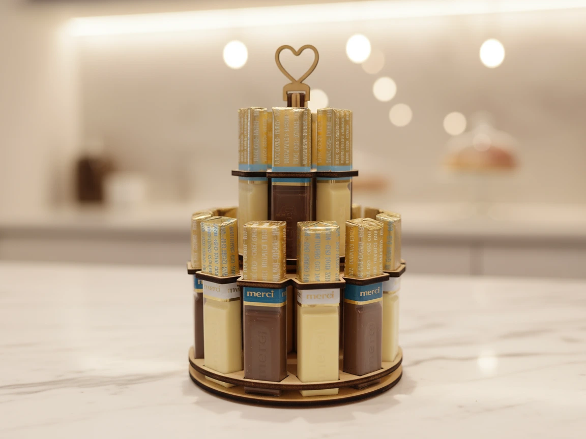 Laser Cut Chocolate Bar Holder with Heart Handle - Merci Ständer ...