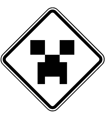 Minecraft Creeper Face Diamond Shaped Warning Sign | Free Files - Atomm