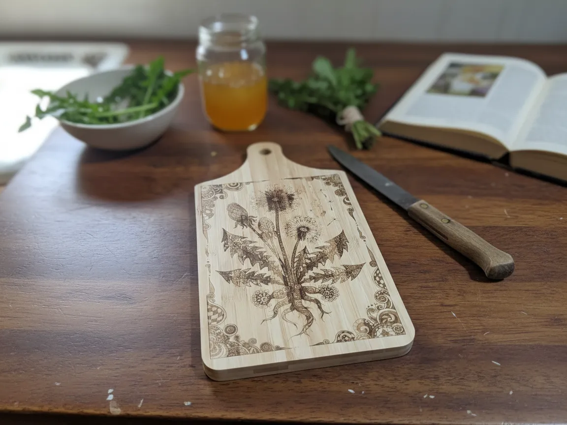 Laser Engraved Bamboo Cutting Board with Dandelion Design | Free Files ...