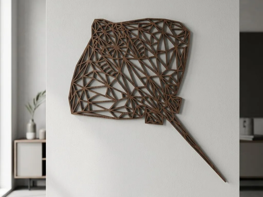 Stingray Wall Art SVG | Laser Cut File | Geometric Low-Poly | Wood Wall ...