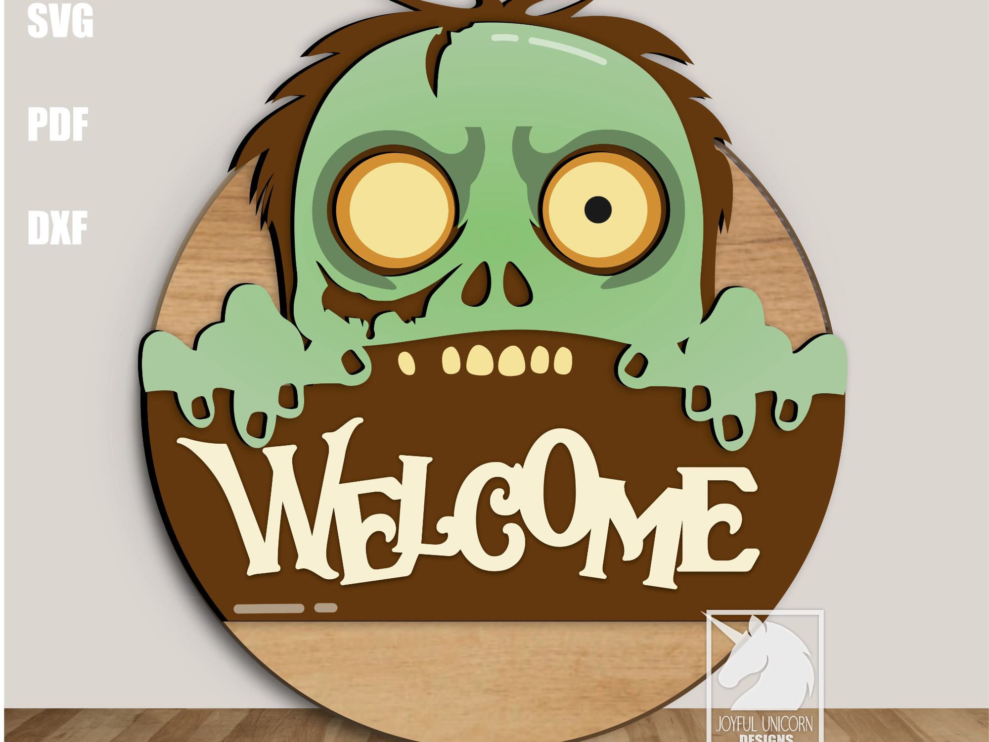 Laser cut and engrave | Halloween Zombie Welcome Sign SVG, Spooky ...