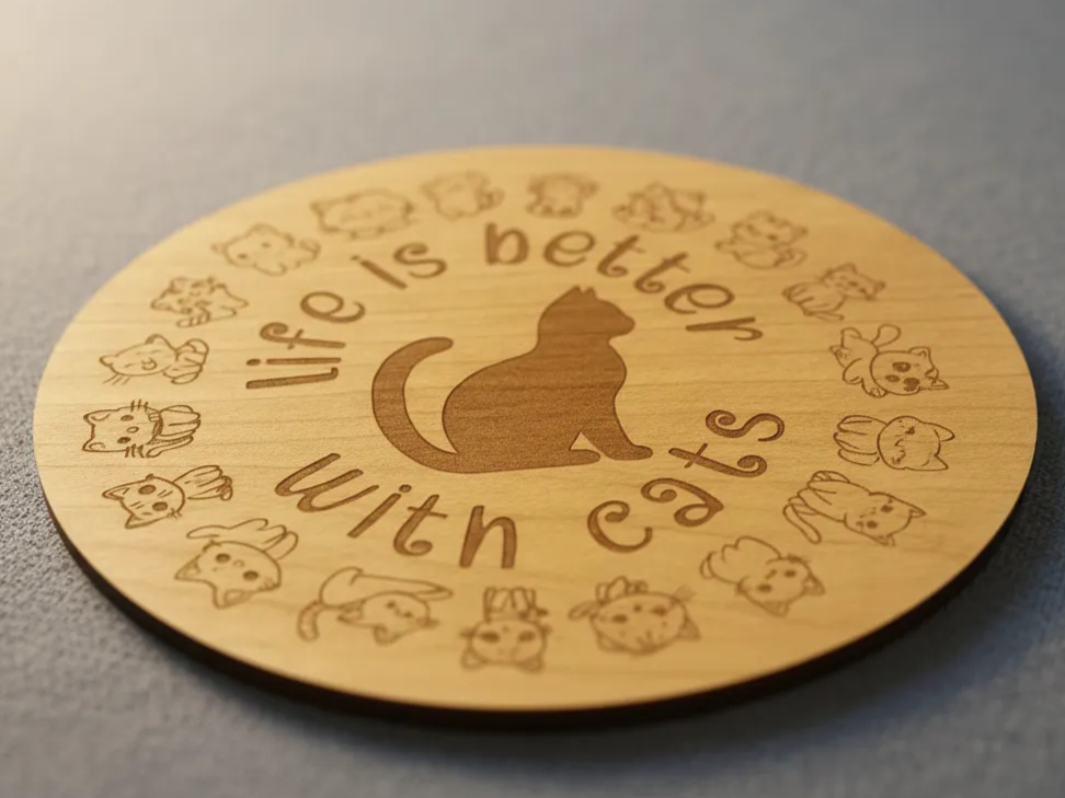 Life Is Better With Cats - Laser Engraved Wooden Cat Coaster | Free ...