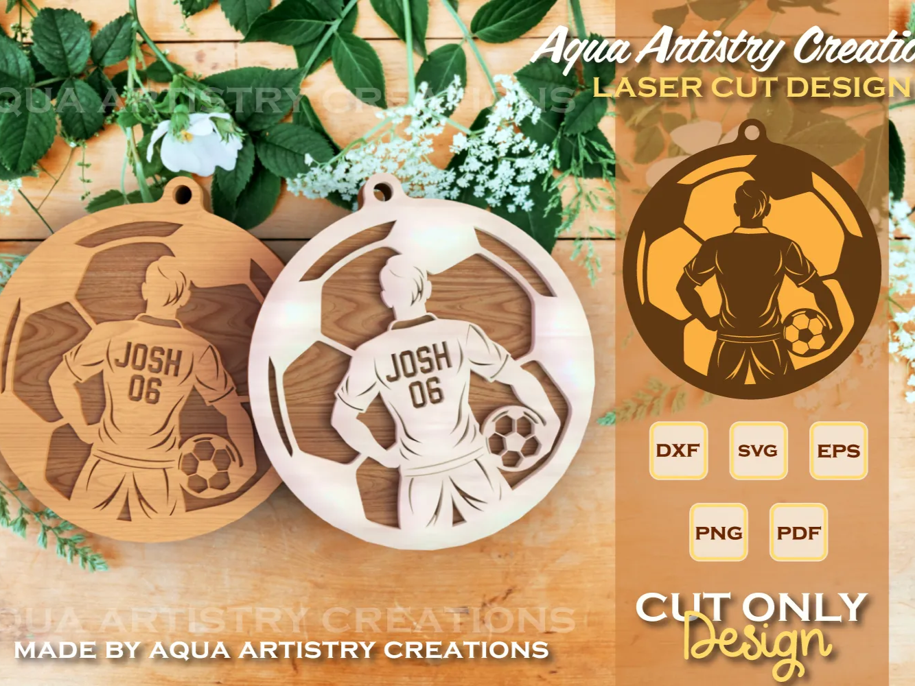 Laser Cut Soccer Player Ornament Personalized Josh 06 | Ready to Use ...