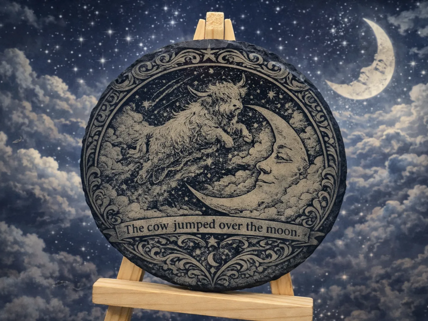 Slate Coaster - Highland Cow Jumped over the Moon "Moon Jumper" | Free ...