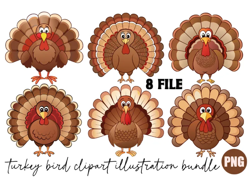 Turkey Bird Clipart Illustration Bundle PNG Digital Download | Ready to ...