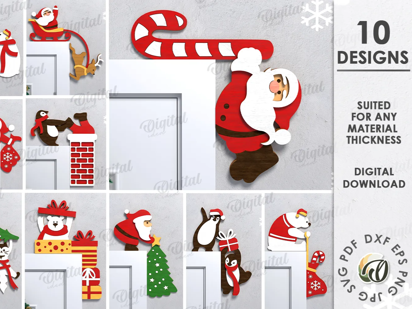 3D Christmas door corners bundle. Xmas trim corner laser cut. Door ...