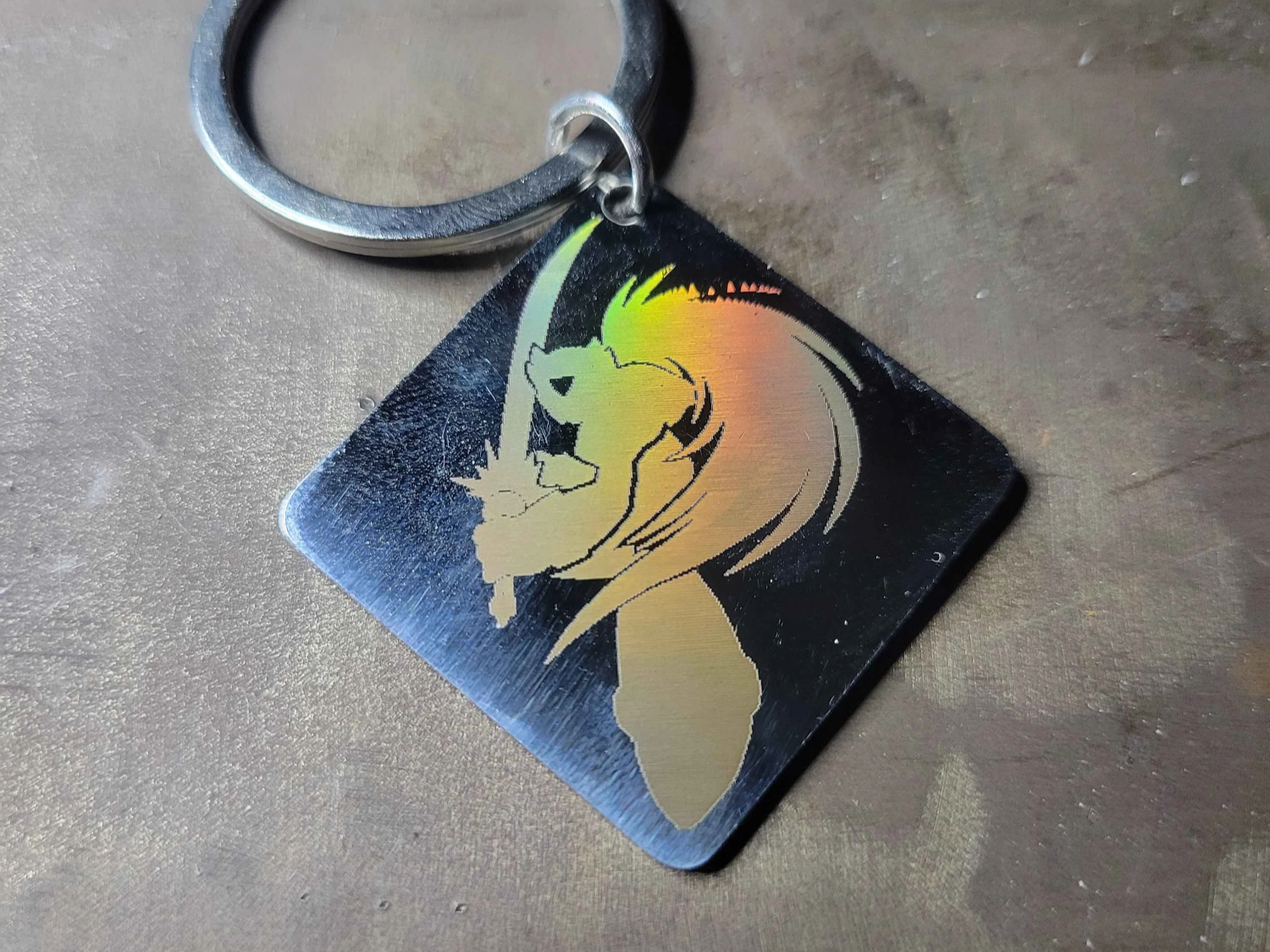 Laser Engraved Metal Keychain with silhouette of Zero from Megaman X ...
