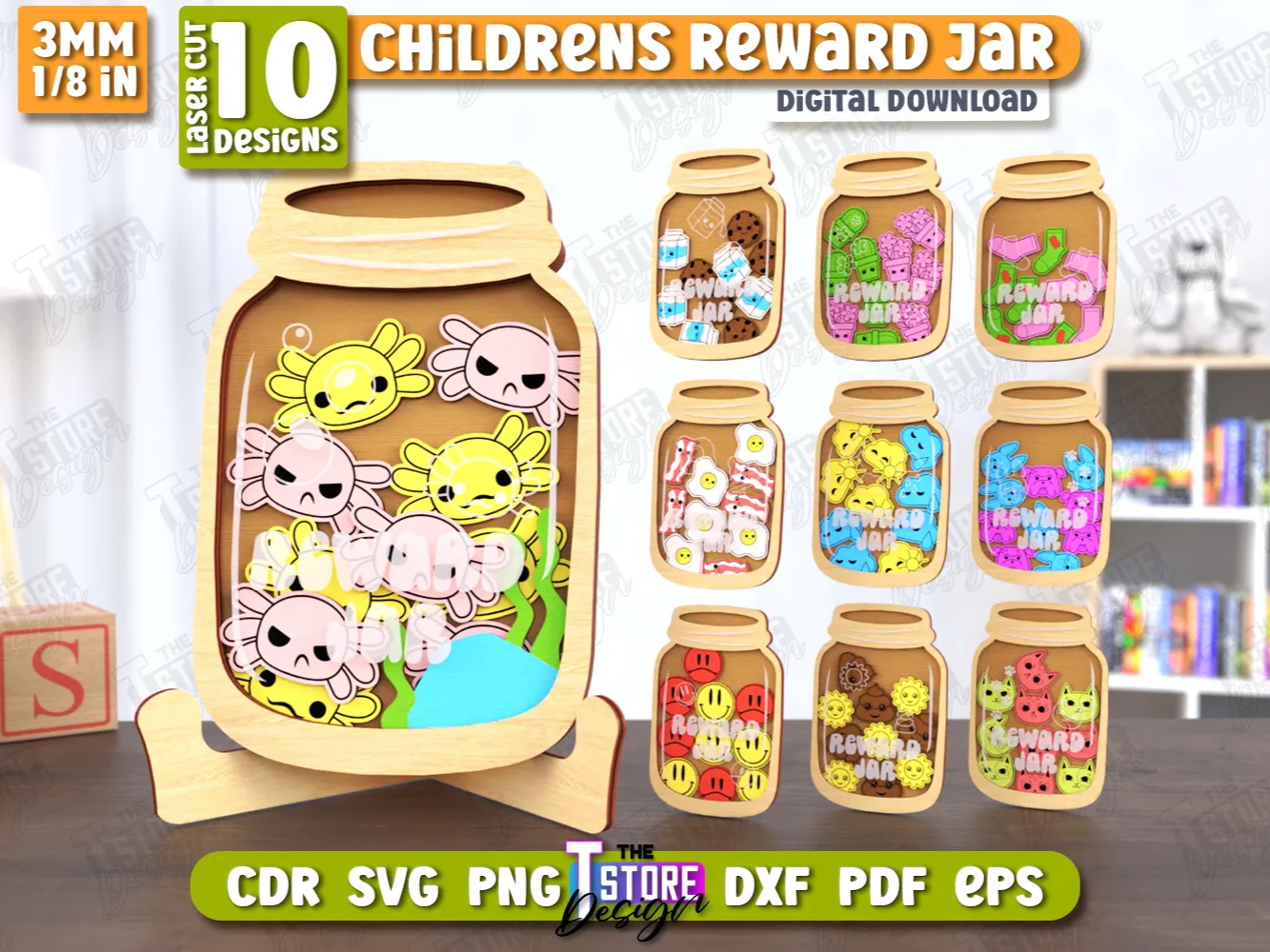 Children's Reward Jar with Tokens Laser Cut Bundle, Kids Classroom ...